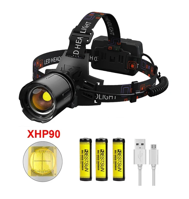 Waterproof Rechargeable Power Headlight 10000 High Lumens LED Head Lam ...